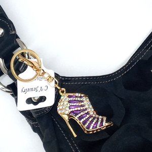 Accessories | Nwt Rhinestone Purse Charm Key Fob Chain Ring Black High ...